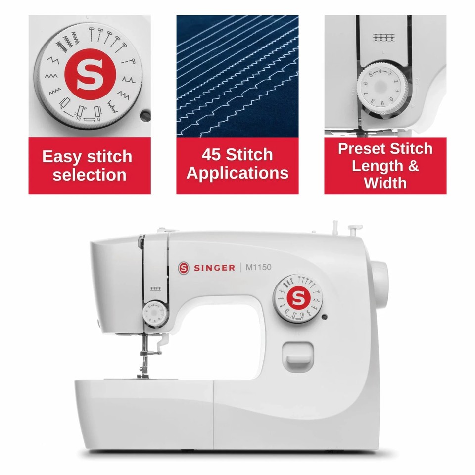 Singer M1150 Lightweight & Portable Sewing Machine With 45 Stitch NEW ...