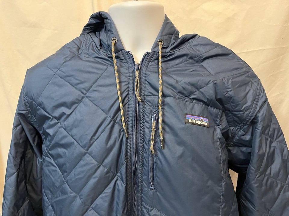 Patagonia Mens Jacket Blue Diamond Quilted Bomber Hoodie Puffer Nano ...