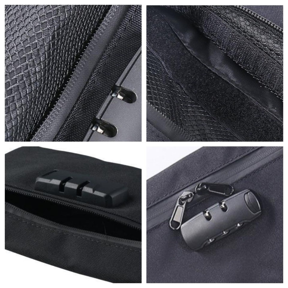 Canvas Portable Locking Pouch Zip Closure Security Document Bag Travel ...