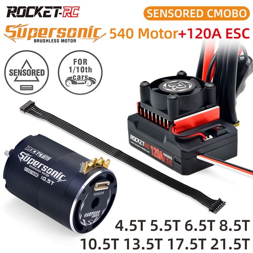 Rocket-RC 540 Sensored Brushless Motor+120A ESC Suit for RC 1/10 Buggy ...