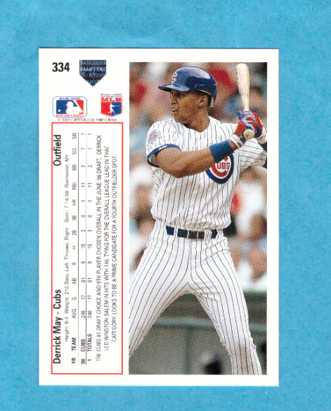 1991 Upper Deck Baseball Card #334 Derrick May Cubs | eBay