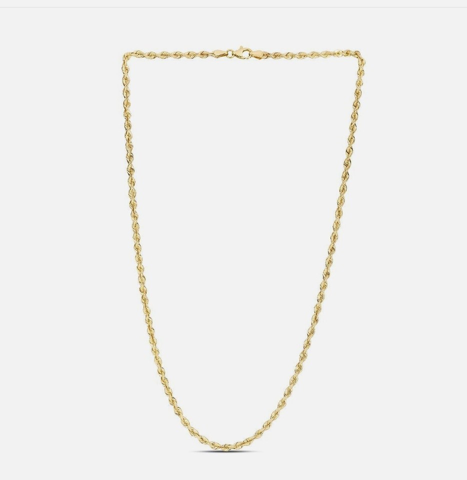 10k Gold Silk Rope Chain, Yellow Gold Necklace Rope, SOLID, 3mm 18” 9. ...