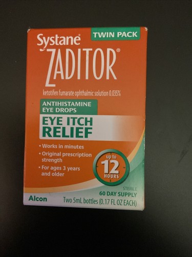 Zaditor Eye Drops 0.17 Fl Oz Pack of 2 Fast Acting Itchy Eye Relief 12 ...