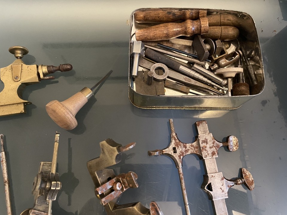Job Lot of vintage Watchmakers Tools & Components as seen as found ...