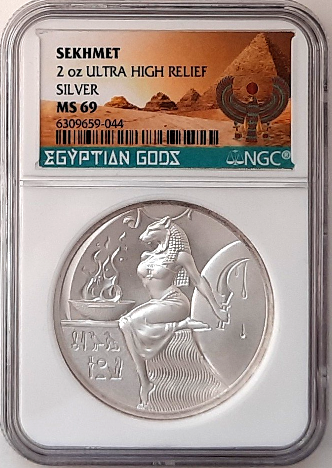 2021-Sekhmet 2oz Silver Round Ultra High Relief -Egyptian God Series ...