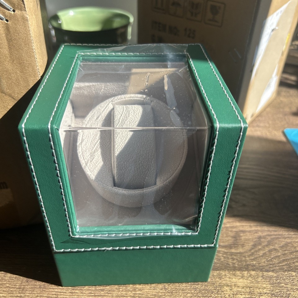 Single Watch Winder Automatic Green Display Case Rotating Organizer Box ...