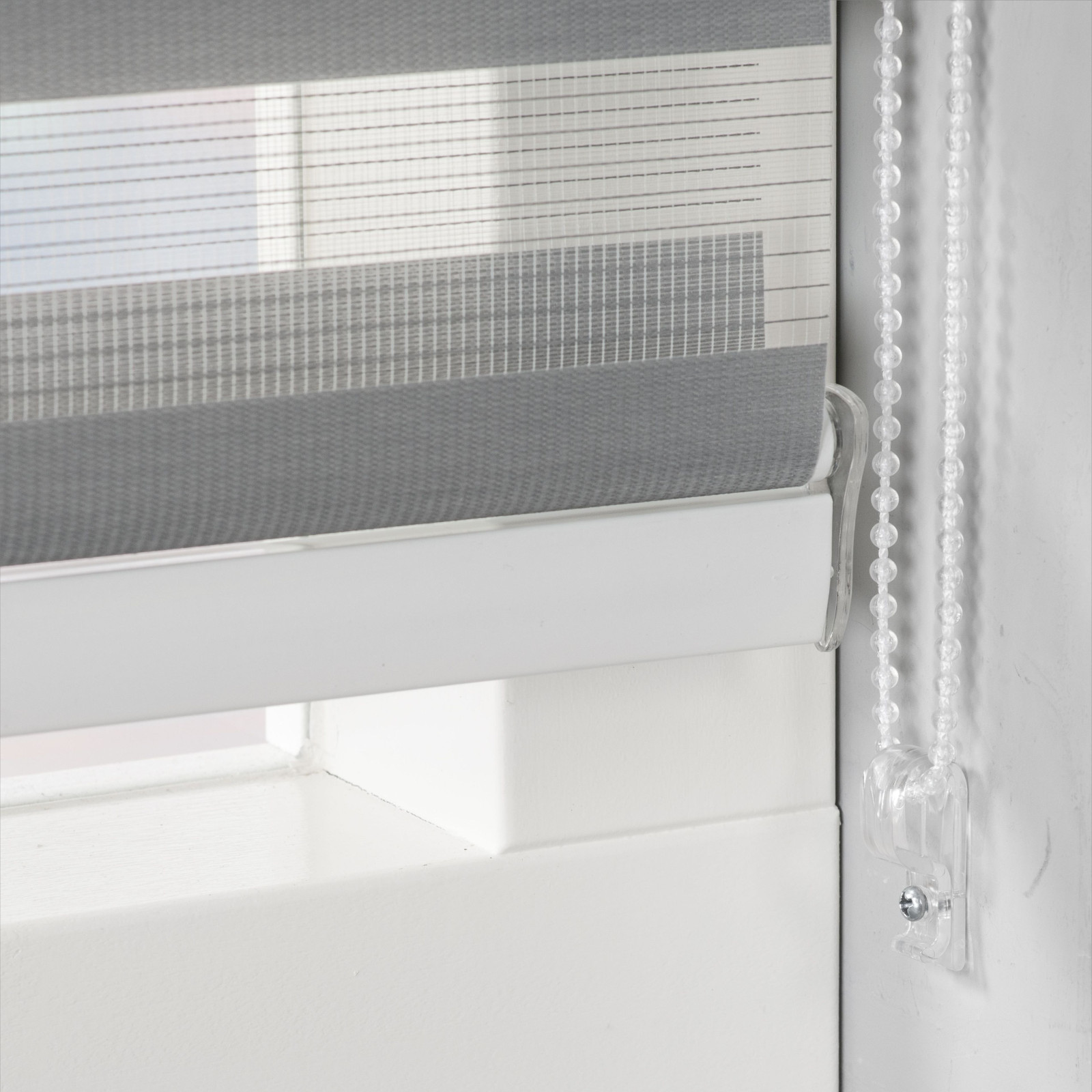 Doppelrollo Fenster Rollo Alu Blende Kettenzugrollo Grau Breite 40 bis ...