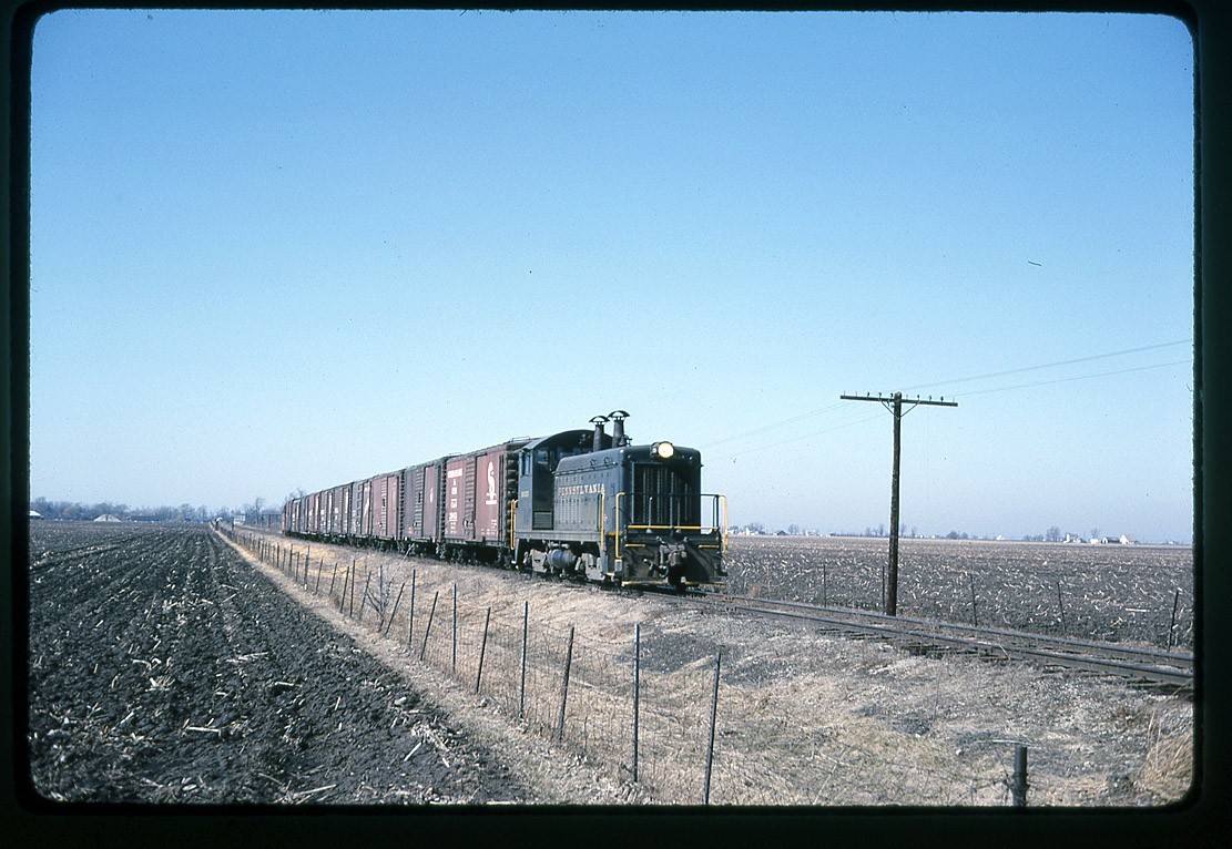 Pennsylvania PRR Peoria Branch at Arcola, IL Scene Original Kodachrome ...