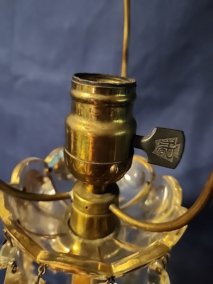 Early Bohemian Cut Glass Lamp Two Teir Luster 25" Gold Trim 1930's 40 ...