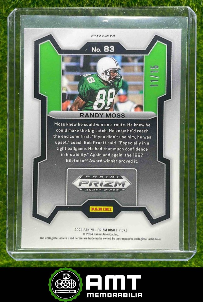 2024 Panini Prizm Collegiate Draft Picks #83 Randy Moss Auto Gold ...