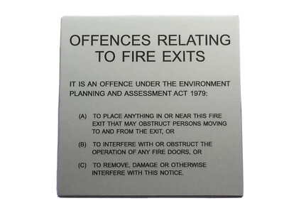 Fire Exit Sign Offences Relating To Fire Exits SNA Aluminium 150x150mm ...