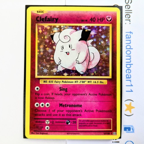 Clefairy HOLO RARE card 63/108 XY Evolutions Fairy Pokemon TCG 2016 ...