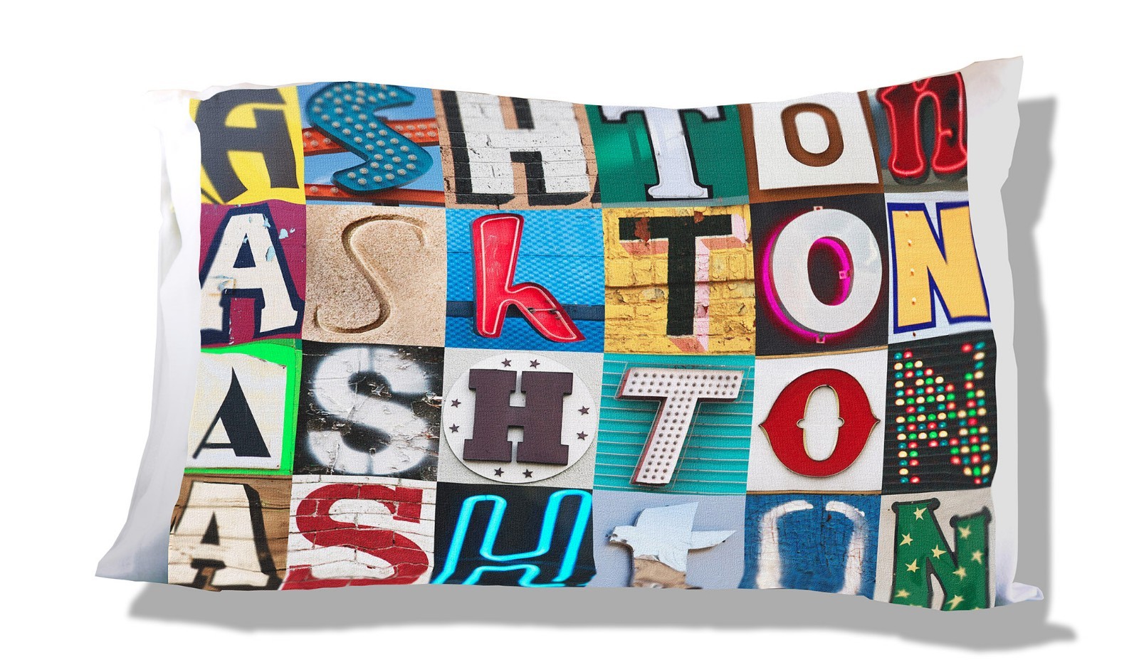 ASHTON Personalized Pillowcase featuring the name in photos of sign ...