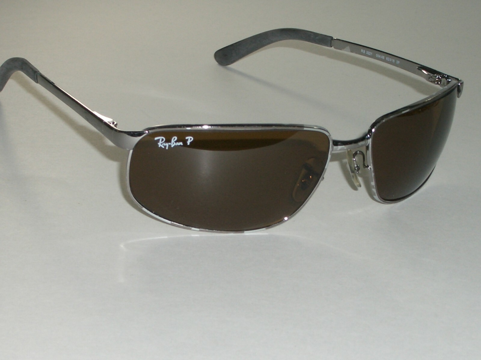RAY BAN RB3221 62[]16 SLEEK BROWN POLARIZED GUNMETAL SPORT FLEX WRAPS ...