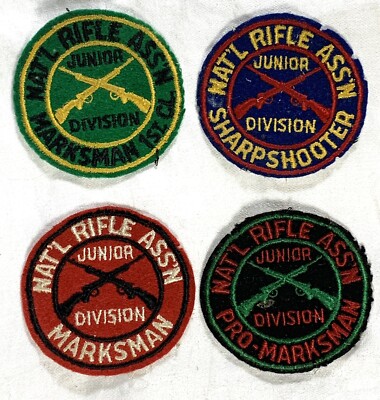 4 Vintage NRA National RIFLE Junior Div MARKSMAN Sharpshooter Expert ...