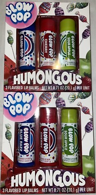 Blow Pop Humongous Lip Balm 3-Pack Blue Razz Cherry Sour Apple | Lot Of ...
