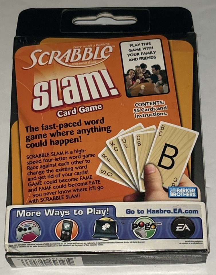 Scrabble Slam! Fast Playing Card Slapping Parker Brothers Family Game ...