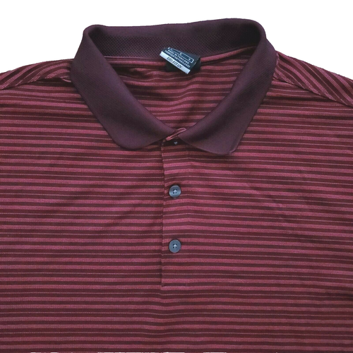 Nike Burgundy Red Striped Golf Polo Shirt Mens L UV Dri Fit VTG Short ...