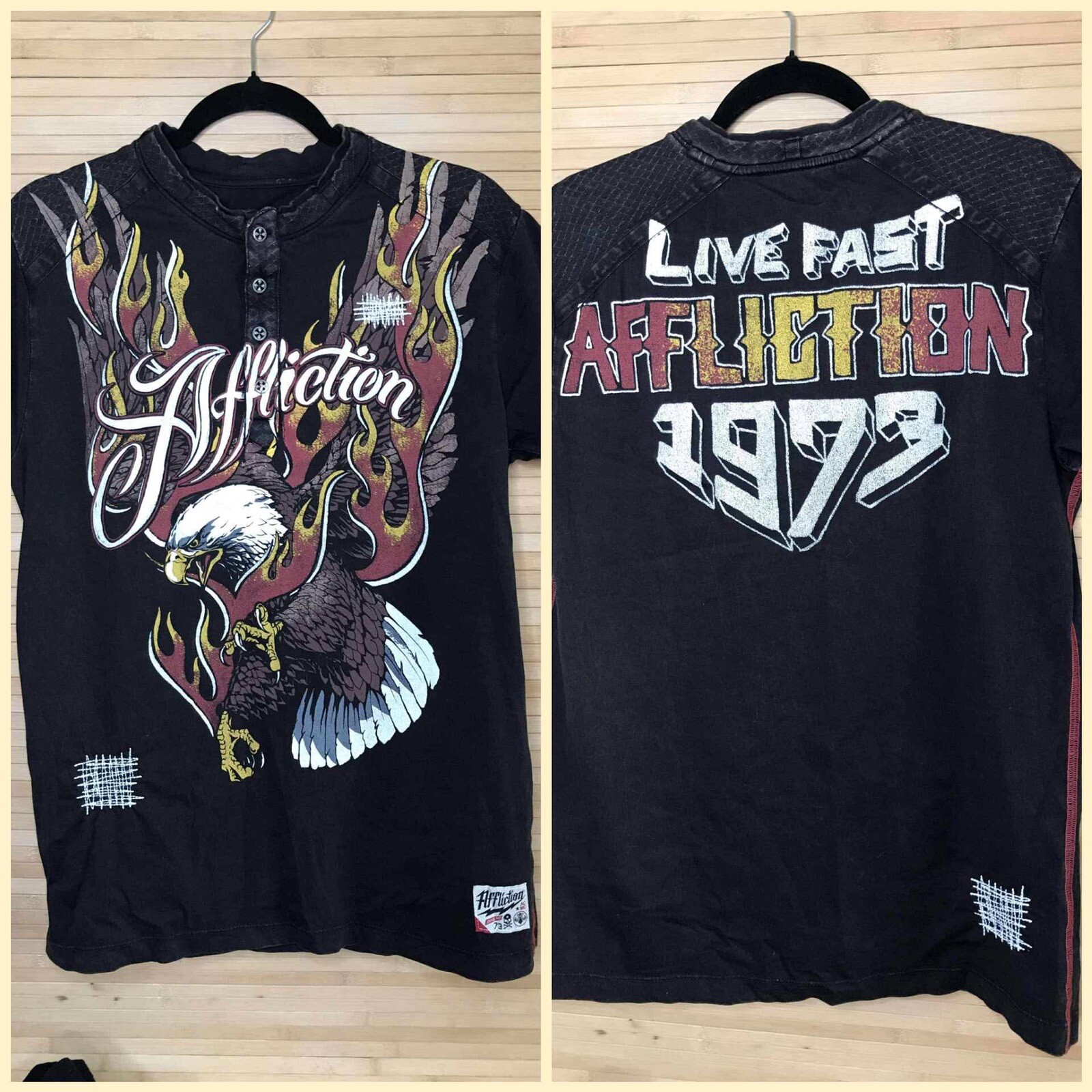 Affliction LIVE FAST 1973 Eagle Motor rebels MC T-Shi… - Gem