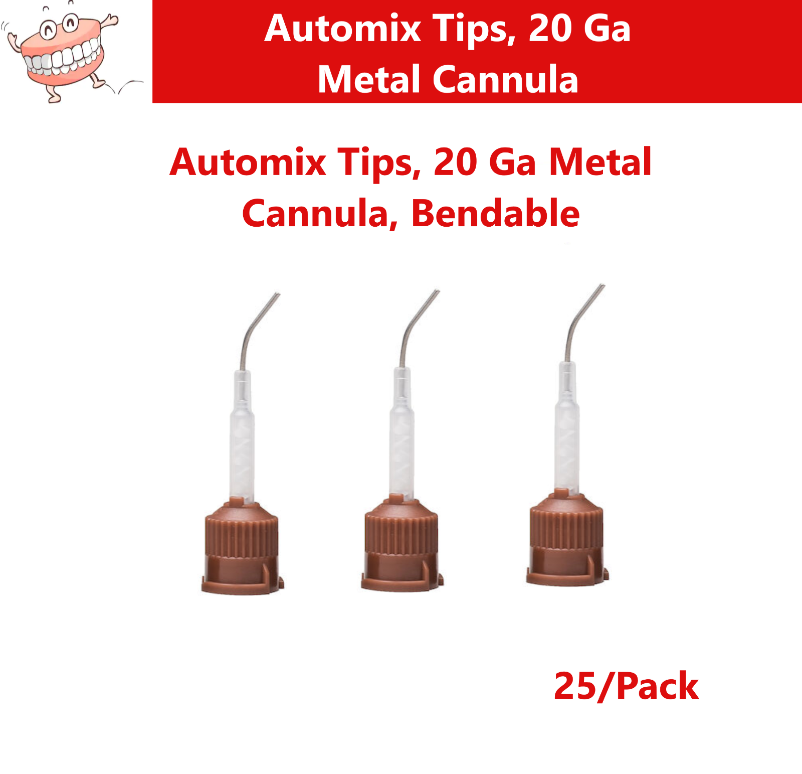 Pulpdent Automix Tip with Bendable 20-gauge mental cannula 50/pk Activa ...
