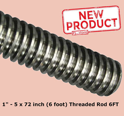 1"-5 x 72 Inch Acme Threaded Rod Low Carbon Steel 6 Feet Long Fully ...