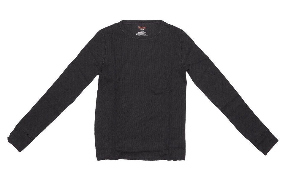 New Large Black Hanes X-Temp Boys Thermal Rib Knit Set Includes Top ...