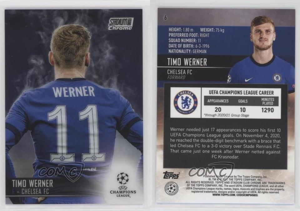 2020-21 Topps Stadium Club Chrome UCL Timo Werner #6 4l3 | eBay UK
