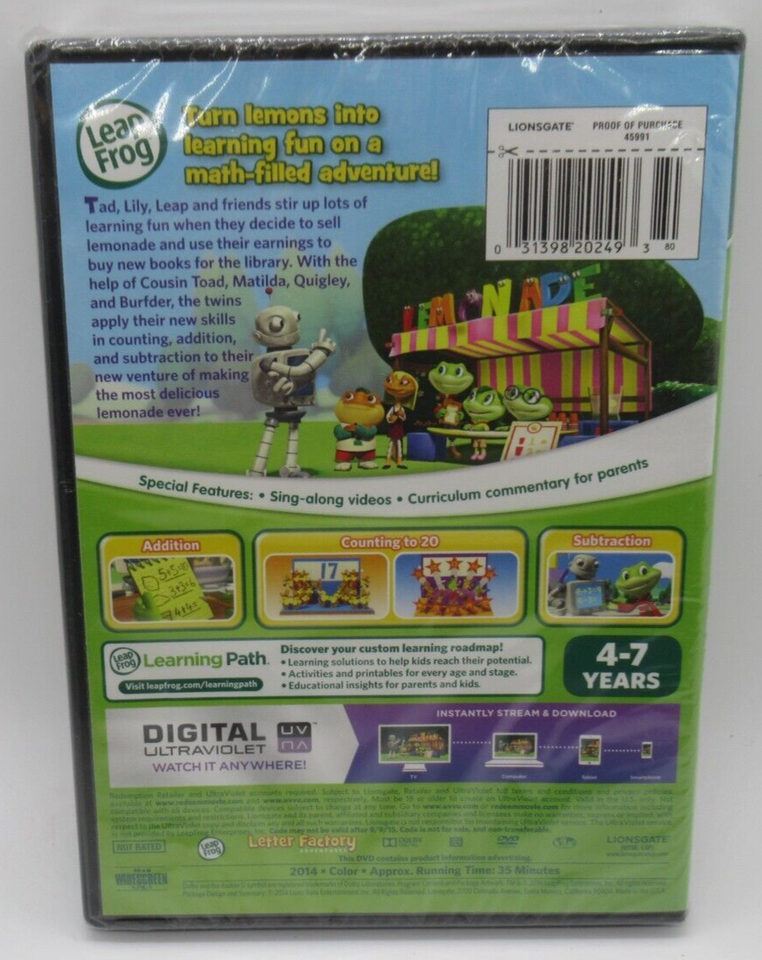 LEAP FROG-LETTER FACTORY ADVENTURES: COUNTING ON LEMONADE ANIMATED DVD ...