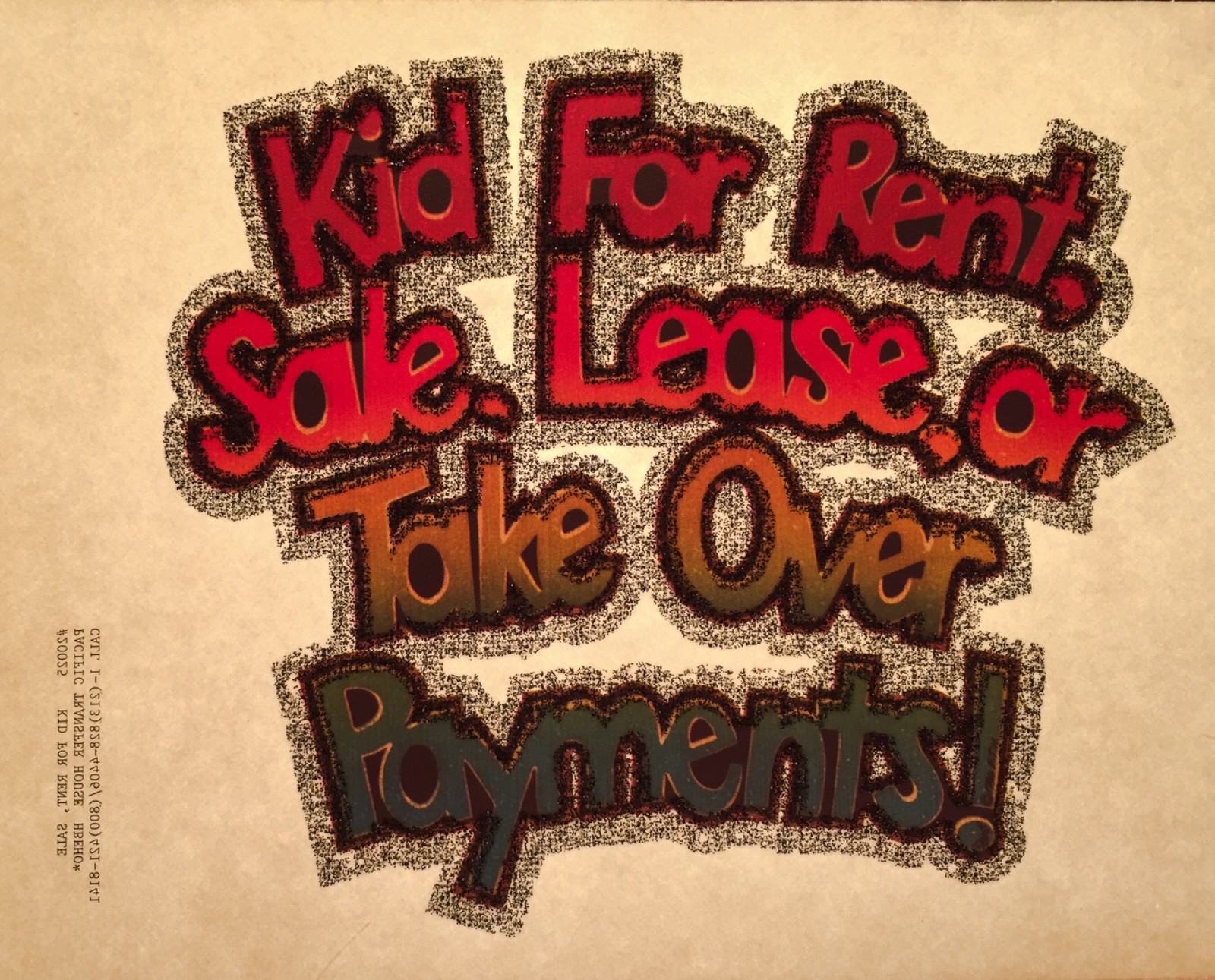 VTG 70s kid for rent girl boy funny humor 80s nos Dazed Confused t ...