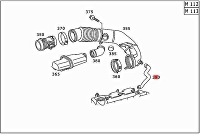 Genuine MERCEDES Vito Wide open throttle ventilation crankcase Hose ...