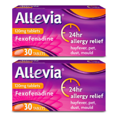 Allevia Allergy 2 x 30 tablets packs (60 Tabs), 120Mg Fexofenadine ...