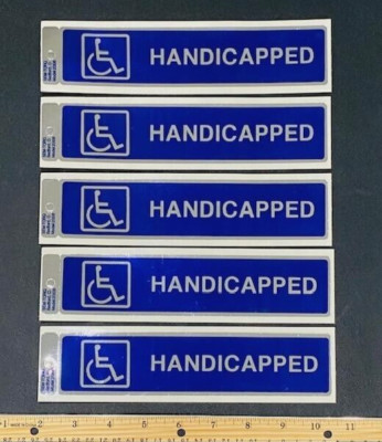 5/PK ⭐ ADHESIVE SIGNS ⭐ HANDICAPPED WHEELCHAIR STICKERS (CLICK FOR BULK ...
