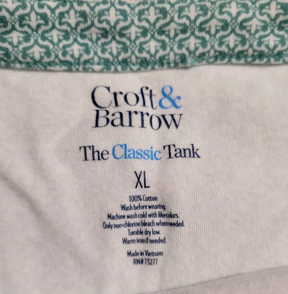 Croft & Barrow Classic Tank, Size XL 100% Cotton Green Pattern | eBay