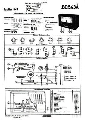 Servizio Manuale di Istruzioni per Philips Bd 543 A | eBay