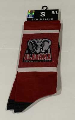 Strideline UNIVERSITY OF ALABAMA Crimson Tide SOCKS M/L NEW Elephant ...