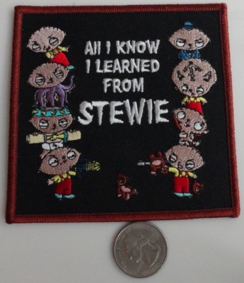All I know I learned from Stewie - Family Guy Cartoon Iron On Patch New ...