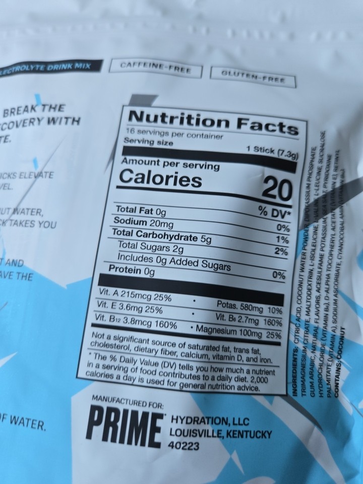 RARE Prime Ice Hydration Sticks Blue Chill 16ct Bag 48 Total BB 01/27 ...