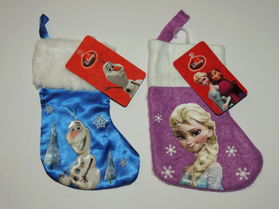 2 Disney Frozen Mini Christmas Stockings 7" Olof blue & Elsa purple NWT ...