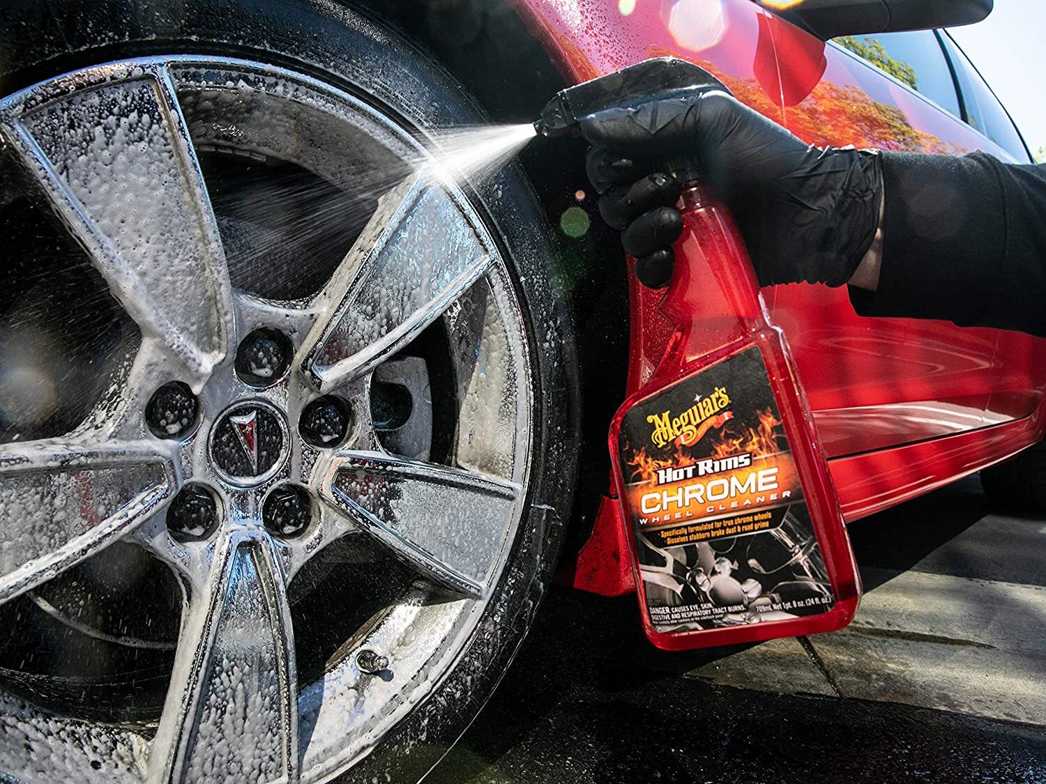 Meguiar's Hot Rims Chrome Wheel Cleaner, Deep Foaming Rim Cleaner 24 Oz ...