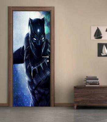 Black Panther Super Hero Marvel 3D DOOR WRAP Decal Wall Sticker Mural ...