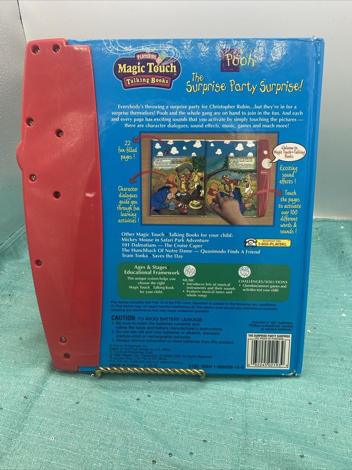 Playskool 1996 Magic Talking Book Pooh Surprise Party Vintage Disney ...