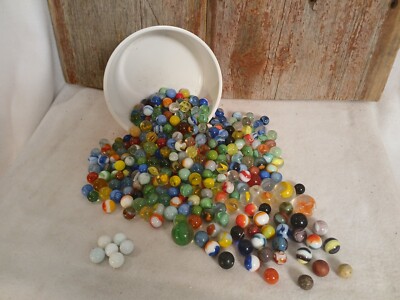 LG. VTG. Mixed Lot "400 + Ct." 4 lbs. Marbles (Various Sizes, Types ...