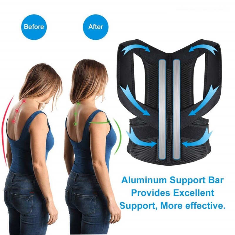 Back Vest Posture Correct Corset Black Bone Belt Healthcare Straight ...