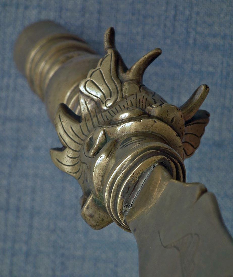 Antique Chinese Qing Dynasty Large Bronze Halberd Polearm Glaive to ...