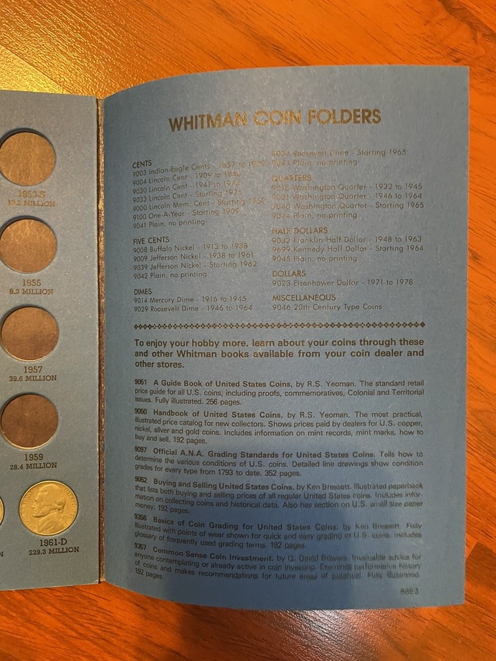 Halfway Complete Whitman Jefferson Nickels Number One 1938-1961 Coin ...