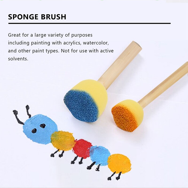 2X(Pack of 30 Round Foam Sponge Paint Brush Set - Stencil Brush Value ...