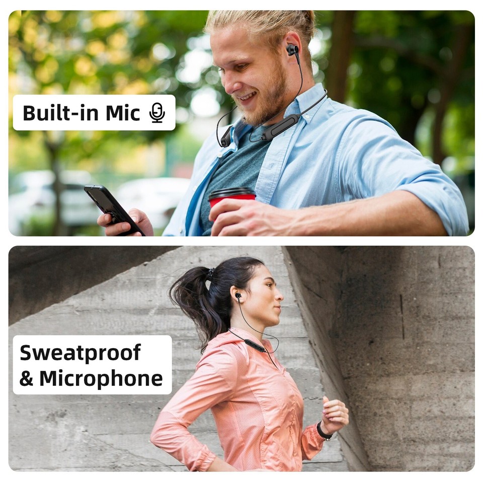 Bluetooth5.0 Wireless Headset Stereo Hanging Neck Headphone Sweatproof ...