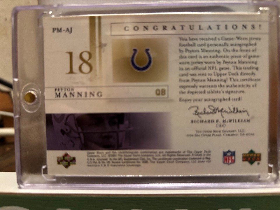 2001 upper deck Peyton Manning No. PM-AJ UD auto game jersey | eBay