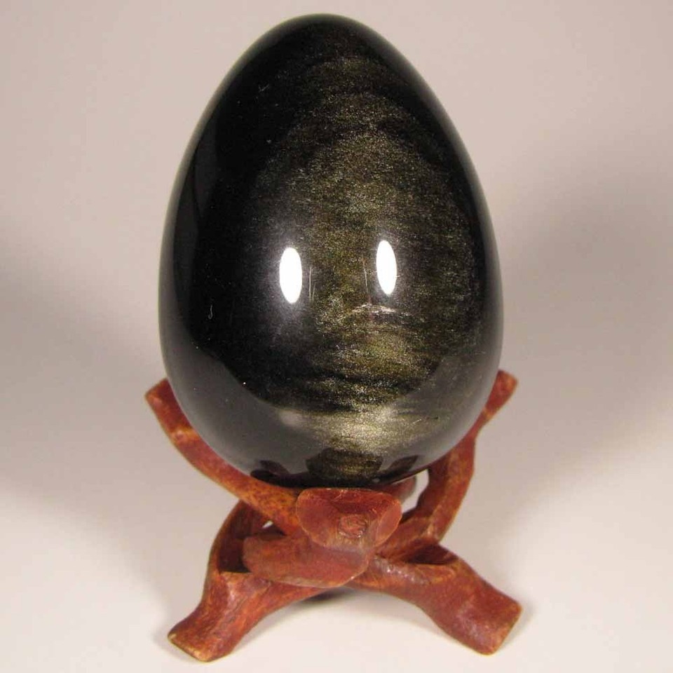 2.3" Gold SHEEN OBSIDIAN Egg Polished Sphere w/ Stand - Mexico | eBay