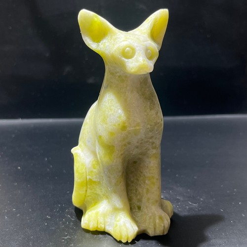 408G Natural Lemon jade Hairless Cat Quartz Crystal Skull Carved ...